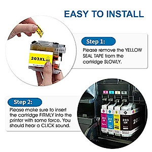 TacTink Compatible Brother LC203 Ink Cartridges, LC201 XL LC203XL Ink Cartridge for Brother MFC-J460DW J480DW J485DW J680DW J880DW J885DW MFC-J4320 J4420DW (6 Black, 2 Cyan, 2 Magenta, 2 Yellow)