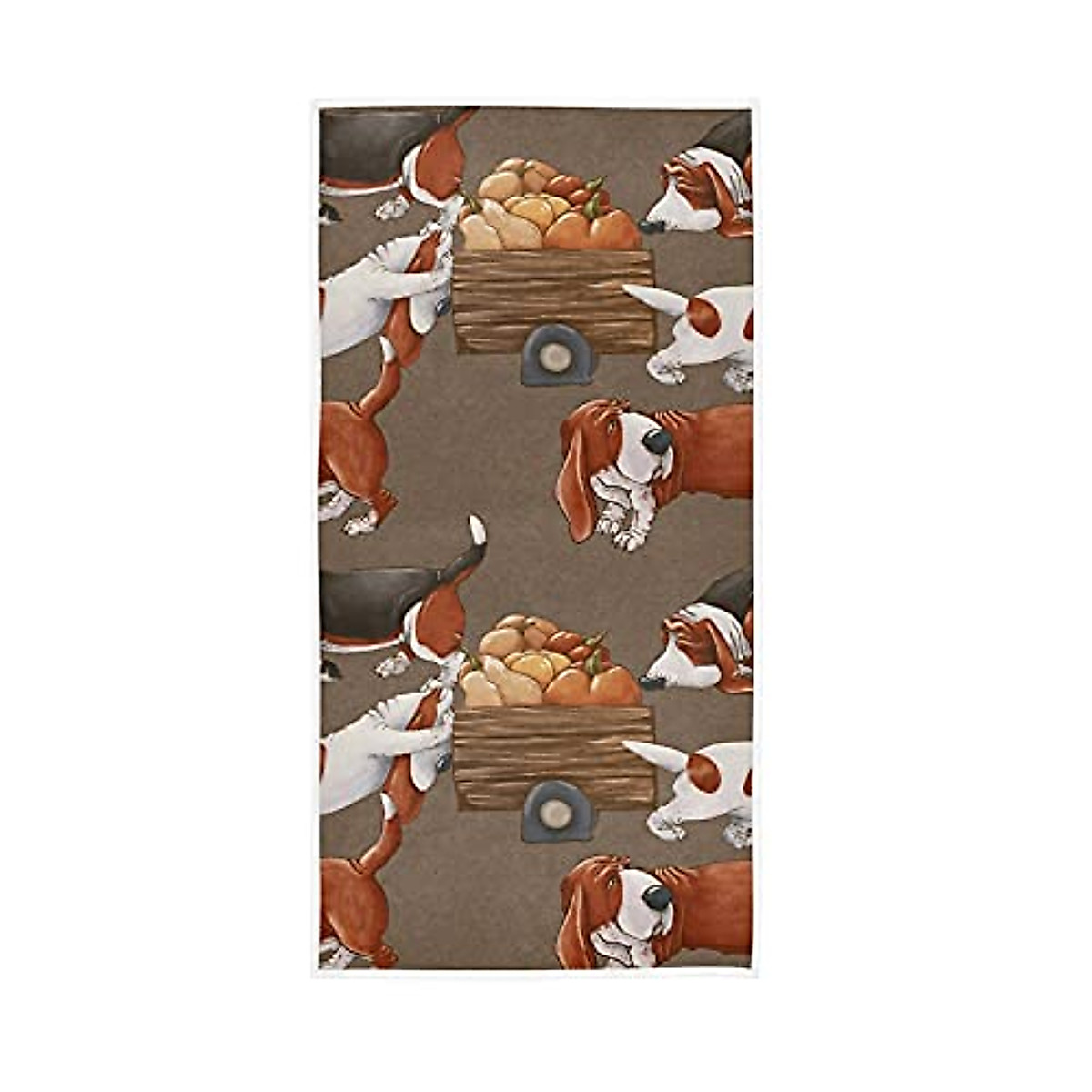 QUGRL Basset Hound Dogs Hand Towels for Bathroom Autumn Harvest Pumpkins Small Bath Towel 16x30 in, Decorative Kitchen Dish Towels Guest Fingertip Towel Washcloth for Spa Gym Sport