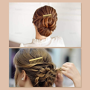 AUEAR, 20 Pack 10 Teeth Metal Veil Comb Hair Wire Clips Twist Bridal Wedding Combs Silver Gold