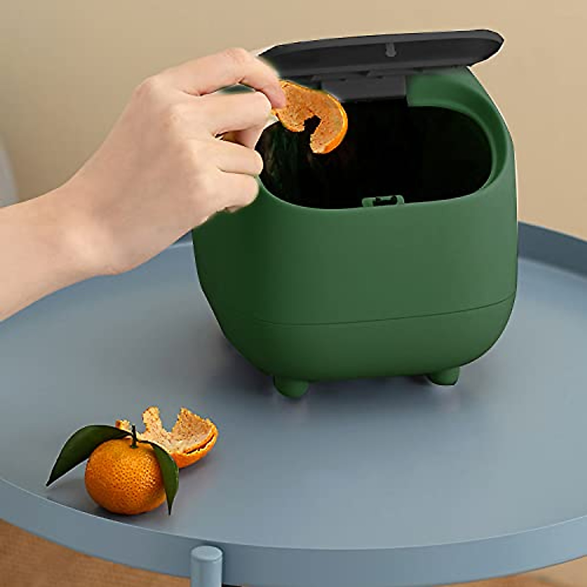 AnyCar Cute Mini Ninja Desktop Trash Can Double Press Trash Can with Lid Suitable for Office Bedroom Trash Can