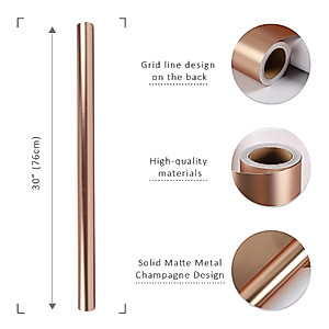 LaRibbons Christmas Wrapping Paper, Matte Metal Rose Gold Solid Color Paper Roll - 30 Inch x 33 Feet (82.5 sq. ft. ttl.) Gift Wrapping Paper for Christmas, Wedding, Birthday, Baby Shower