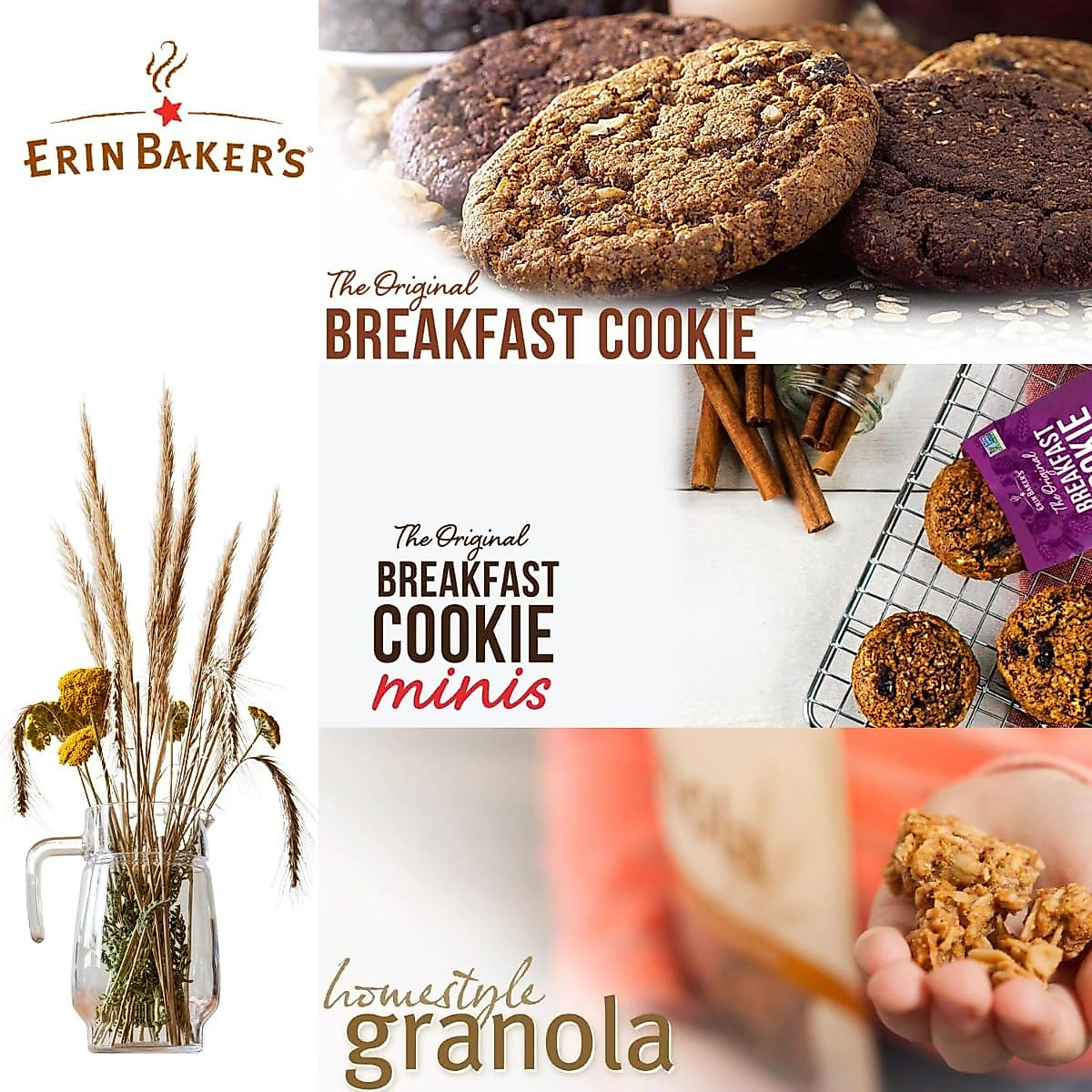 Erin Baker's Homestyle Granola, Fruit & Nut, Ancient Grains, Vegan, Non-GMO, Cereal, 12 Ounce (Pack of 6)