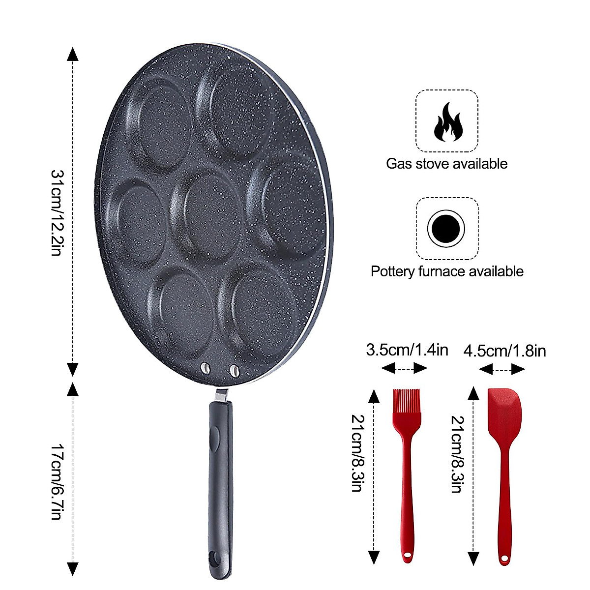 YCWF 7 Holes Egg Frying Pan, Mini Pancake Maker,Aluminum Non Stick Fried Eggs Cooking Pan Burger Mold Kitchen Cookware Household Tool for Home Breakfast