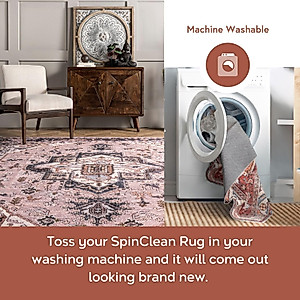 nuLOOM Sasha Machine Washable Medallion Ultra Thin Runner Rug, 2' 6" x 12', Pink