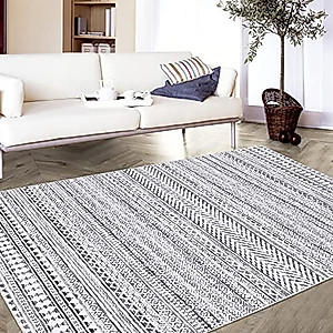RUGSREAL 9 x 12 Boho Area Rug Machine Washable Area Rug Modern Moroccan Large Carpet Non-Slip Low Pile Area Rug for Home Office Living Room Bedroom, 9' x 12'