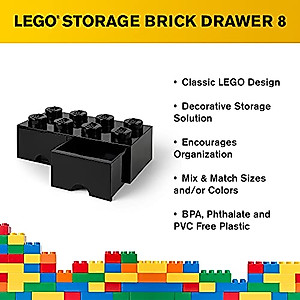 Room Copenhagen, LEGO Brick Drawer - Stackable Storage and Décor - Brick 8, Black