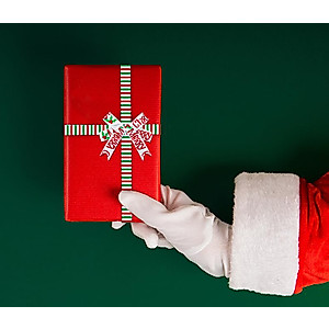 Threetols 6 Rolls 30 Yards Christmas Ribbon 3/8" Xmas Stripe Grosgrain Ribbons Green Red Satin Ribbons Christmas Tree Gift Wrapping Craft Ribbons for Winter New Year Christmas Party Events Decor