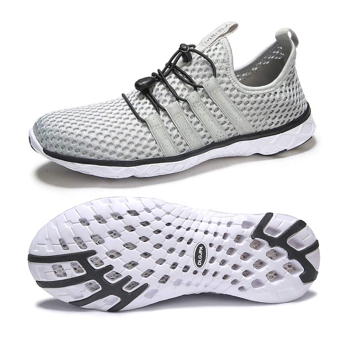 DLGJPA Women's Lightweight Quick Drying Water Shoes for Beach or Water Sports Slip On Walking Shoes LightGrey 11