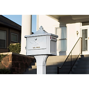 Architectural Mailboxes Hamilton Cast Aluminum, Locking, Post Mount Mailbox, Compatibility Code C, HM200WAM, White, Large Capacity