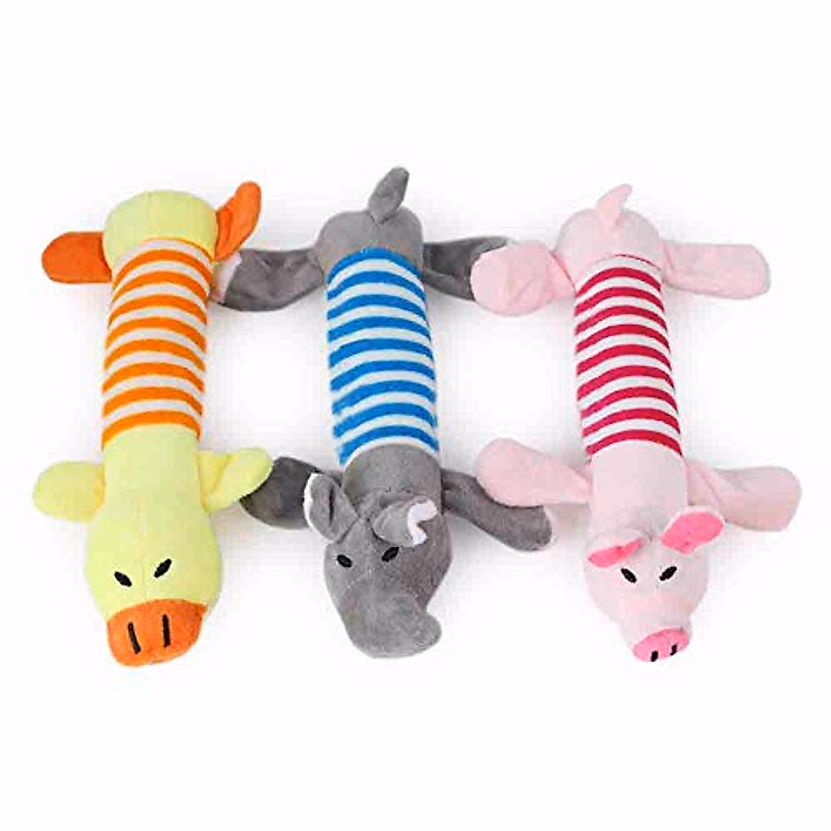 HongGun Dog Squeaky Toys, Durable Plush Dog Chew Toys Interactive Pet Squeaky Toys Pig, Duck, Elephant Do Toys for Small Dog Medium Dog Large Dog (Grey)