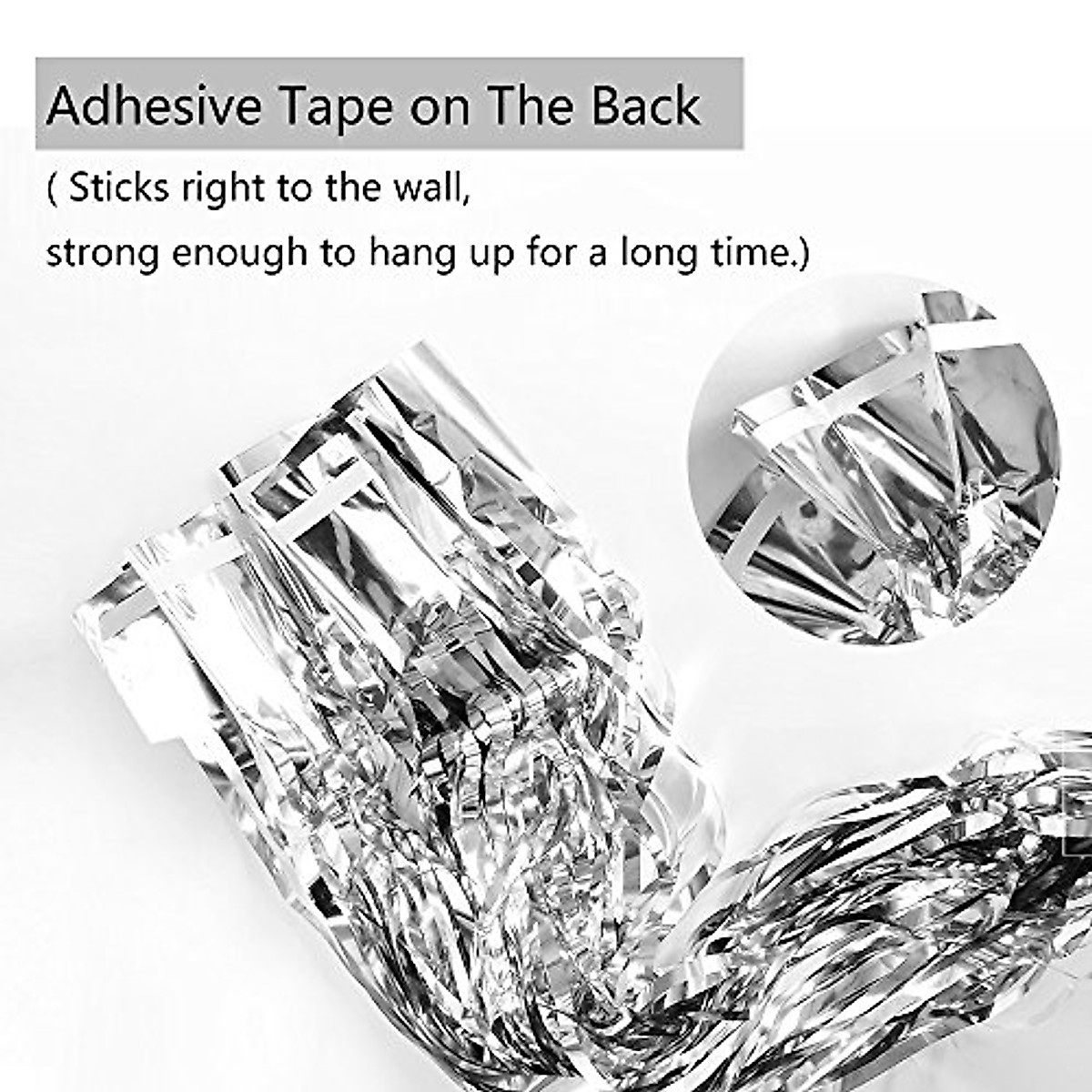 Zealor 8 Pack Foil Curtains Metallic Fringe Curtains Shimmer Curtain for Birthday Wedding Party Christmas Decorations (Silver)