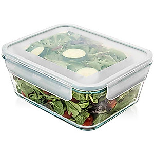 14 Cup/ 112 oz LARGE Glass Food Storage Container with Locking Lid. Ideal for Storing food, Vegetables or Fruits. Baking Casserole, Lasagna, Baking, Roasting chicken & lot of other tasty Food BPA Free