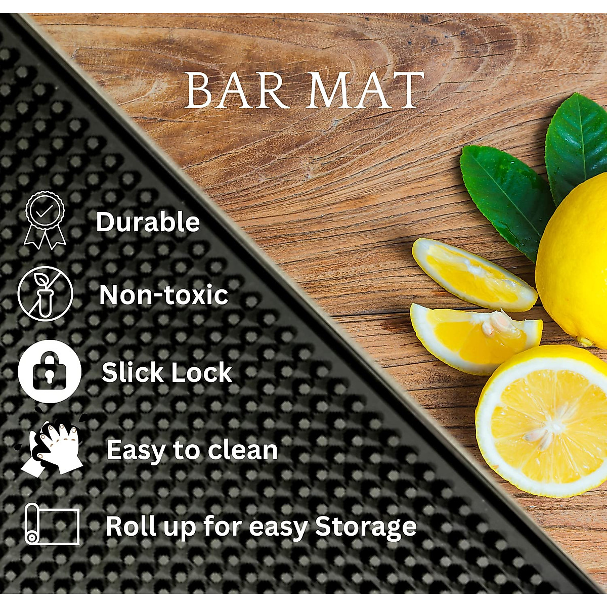 SYOLOS Premium Single Bar Mat 12 x 6 inches - Versatile and Durable Bar Mats for Countertop, Coffee Bar Mat, Glass Drying Mat - Non Toxic Bar Spill Mat