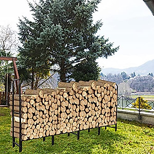 Audessy 8ft Firewood Rack Outdoor, Heavy Duty Steel Fireplace Wood Stacking Rack Log Holders for Firewood Outdoor, Black