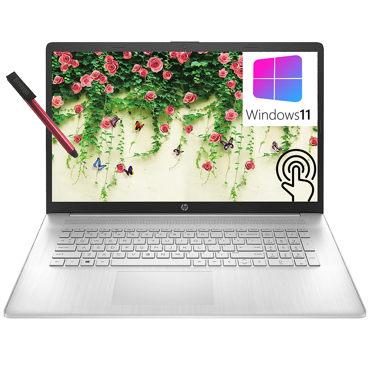 HP 2022 17 17.3" Touchscreen Laptop, Hexa-Core AMD Ryzen 5 5625U up to 4.2GHz(Beat i5-1145G7), 12GB DDR4 RAM, 1TB HDD, 802.11AC WiFi, Bluetooth 5.0, Webcam, Windows 11, BROAG 64GB Flash Stylus
