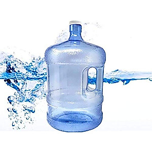 BPA Free Water Dispenser Base with Spigot & 5 Gallon Water Jug Set - Transparent Blue - for Countertops or Stands - Complete Set