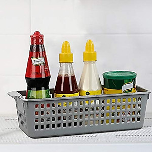 Gloreen Slim Pencil Plastic Basket, Grey Narrow Spices Storage Baskets, 6 Packs