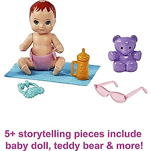 Barbie Skipper Babysitters Inc Playset with Doll, Stroller, Baby Doll & 5 Accessories, Remove Stroller Seat for Carrier