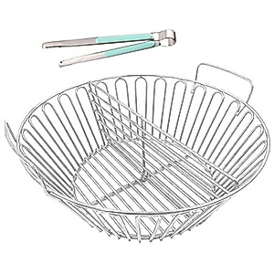 ZBXFCSH Ash Charcoal Basket with Divider Big Green Egg Accessories,Stainless Steel Grill Ash Baskets for The Large Big Green Egg,Kamado Joe Classic,Pit Boss,Louisiana & Other Grills