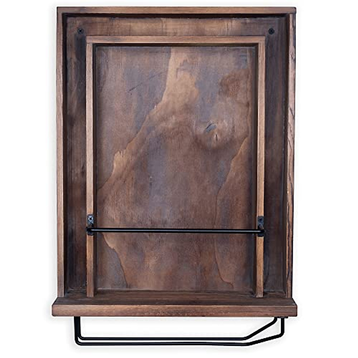 Rustic State Kayra Wall Mounted Wood Wine Bottle Box Rack with Cork Storage Glassware Holder Stemware Shelf Organizer - Home, Kitchen, Dining Room Bar Décor - Walnut