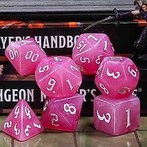 CiaraQ DND Polyhedral Dice Set for Dungeons and Dragons RPG MTG Role Playing Table Games-with 1 Dice Pouch (Pink Gradient)