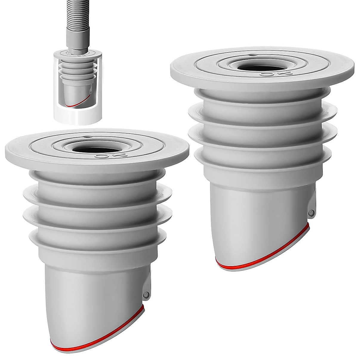 2Pcs Washing Machine Drain Hose Seal, Washer Drain Hose Seal Silicone Drain Cover Washing Machine Hoses Anti-Odor Sewer Pipe Seal Ring Sealing Cover, Adapter for Washing Machine Hoses(45-50mm)