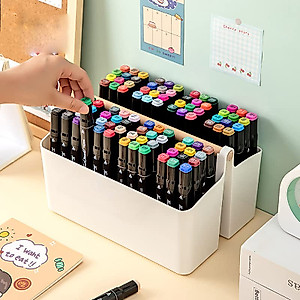 ENVIABELL Art Caddy Organizer, Plastic Art Supply Storage Organizer, Marker Organizer, Pencil Caddy with Handle, Craft Caddy with Dividers, Pen Holder for Desk