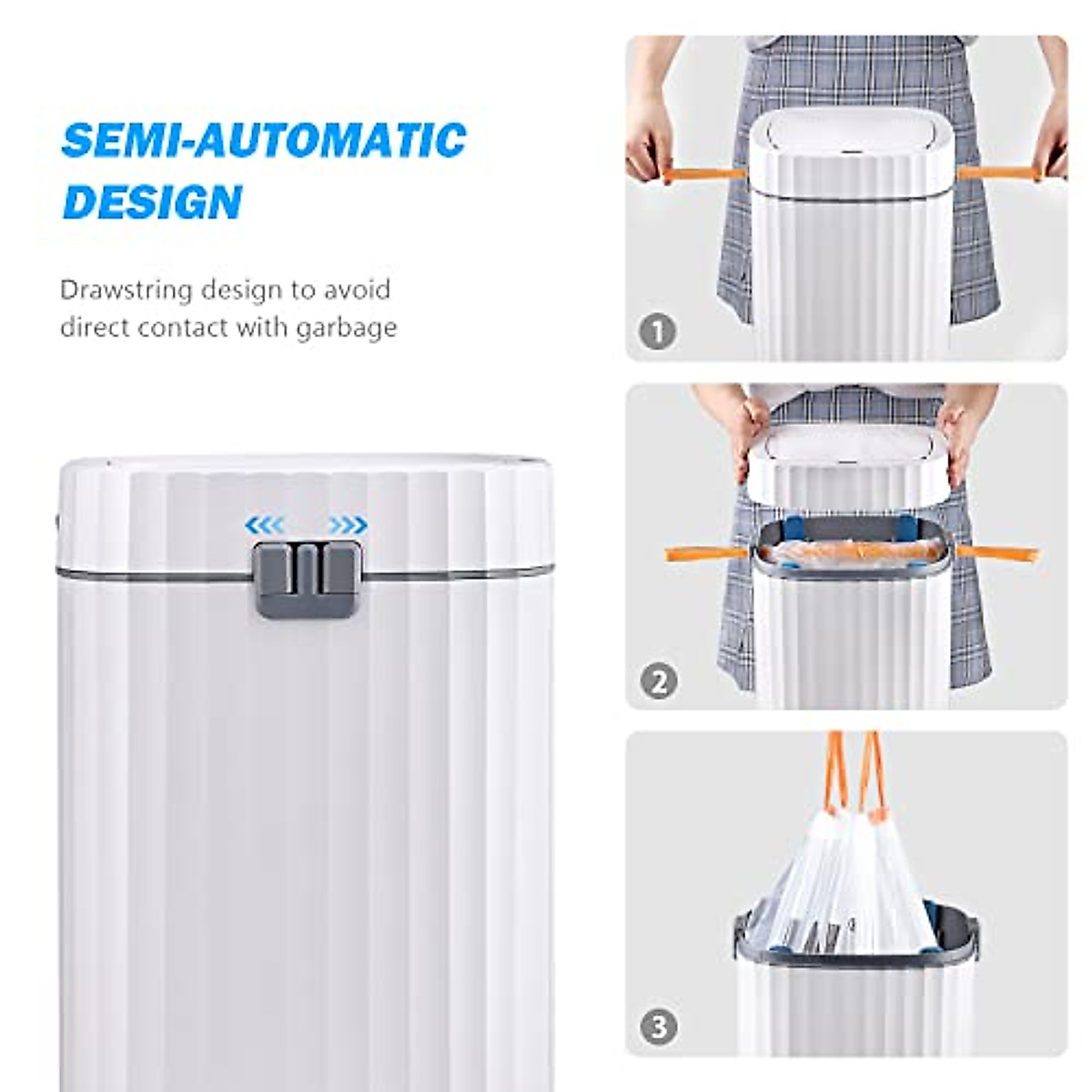 ELPHECO 4 Gallon Automatic Bedroom Trash Can with Lids, 15.5 Litre Waterproof Motion Sensor Bathroom Trash Can, Sensor Garbage Bin for Bathroom, Bedroom, Living Room, Office, Golden