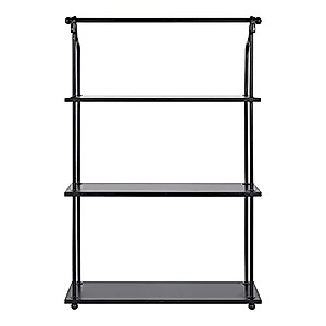 Kate and Laurel Walters Modern 3-Tier Hanging Shelf, 21 x 32, Black, Decorating Wall Mounted Storage Shelf for Wall