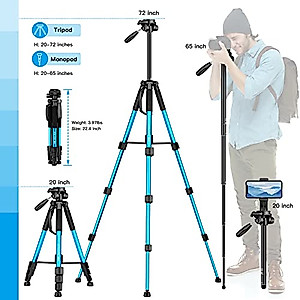 Camera Tripods & Monopods, Tripod for Camera Phone, 5 in 1 Aluminum Heavy Duty Camera Stand, Phone Tripod, Monopods, Selfie Stick, Trekking Poles, Compatible with Canon Nikon DSLR iPhone Camcorder