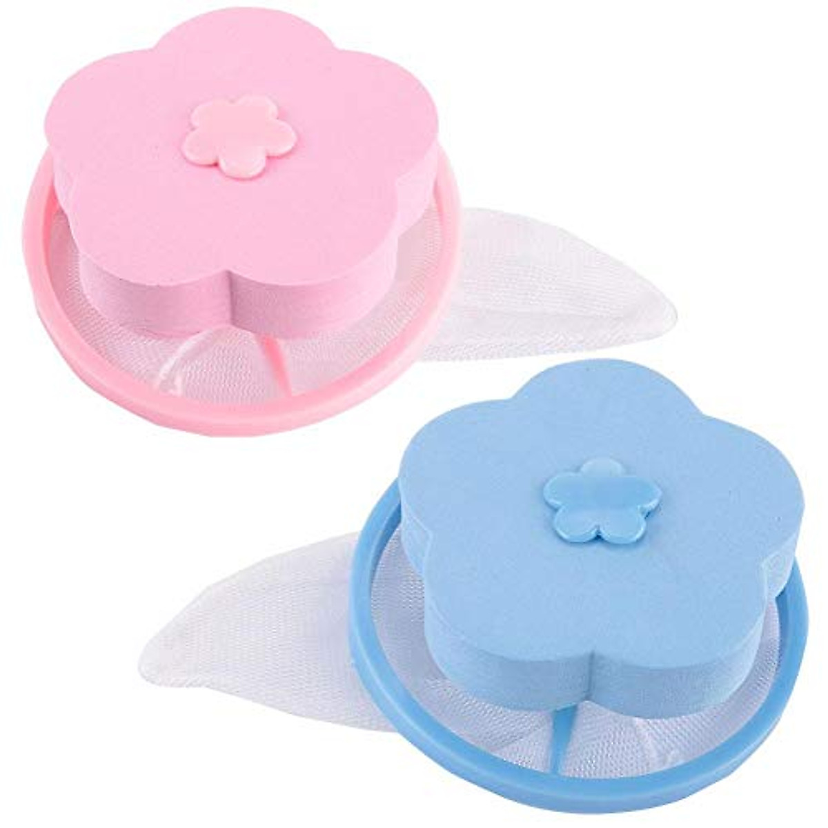 Strnek Washing Machine Blossom-Shape Flower Washing Machine Hair Removal Laundry Ball Floating Filter Mesh Bag(Blue)