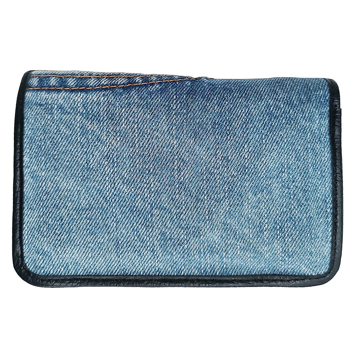 Bijoux de Ja Upcycling Blue Denim Bifold Money Zip Coin Card Holder Organizer Compact Wallet for Women