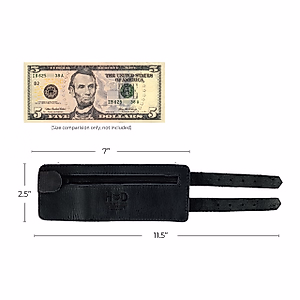 Hide & Drink, Stylish Wrist Wallet Cuff, Wristband with Secret Pouch, Cash Holder, Money Organizer, Full Grain Leather, Handmade, Charcoal Black