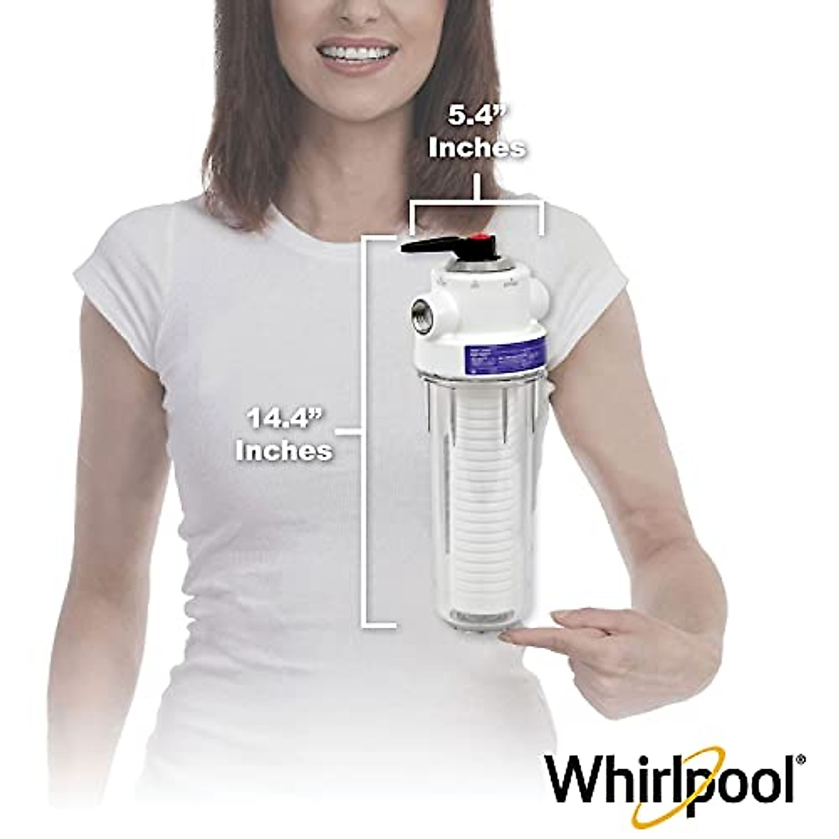 Whirlpool 10" x 2.5" Whole House Water Filter System WHKF-DWHV, 3/4" Ports, Replacement Cartridge GD05 & Kit Included, NSF Certified