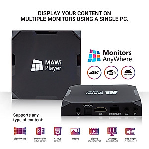 MAWi 4K Digital Signage Player Bundle by Monitors AnyWhere – Video Wall solution with Android-based AV- over-IP connectivity software
