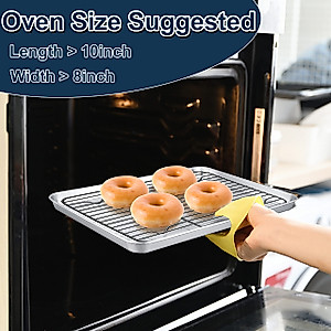 TeamFar Baking Rack (Set of 2), 9.75’’ x 7.5’’ Coated Stainless Steel Small Cooling Rack Roasting Racks for Cooking Grilling Drying, with Black Non-stick Coating for Oven, Healthy & Easy Clean