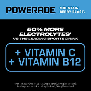 POWERADE Sports Drink Mountain Berry Blast, 20 Ounce (Pack of 24)