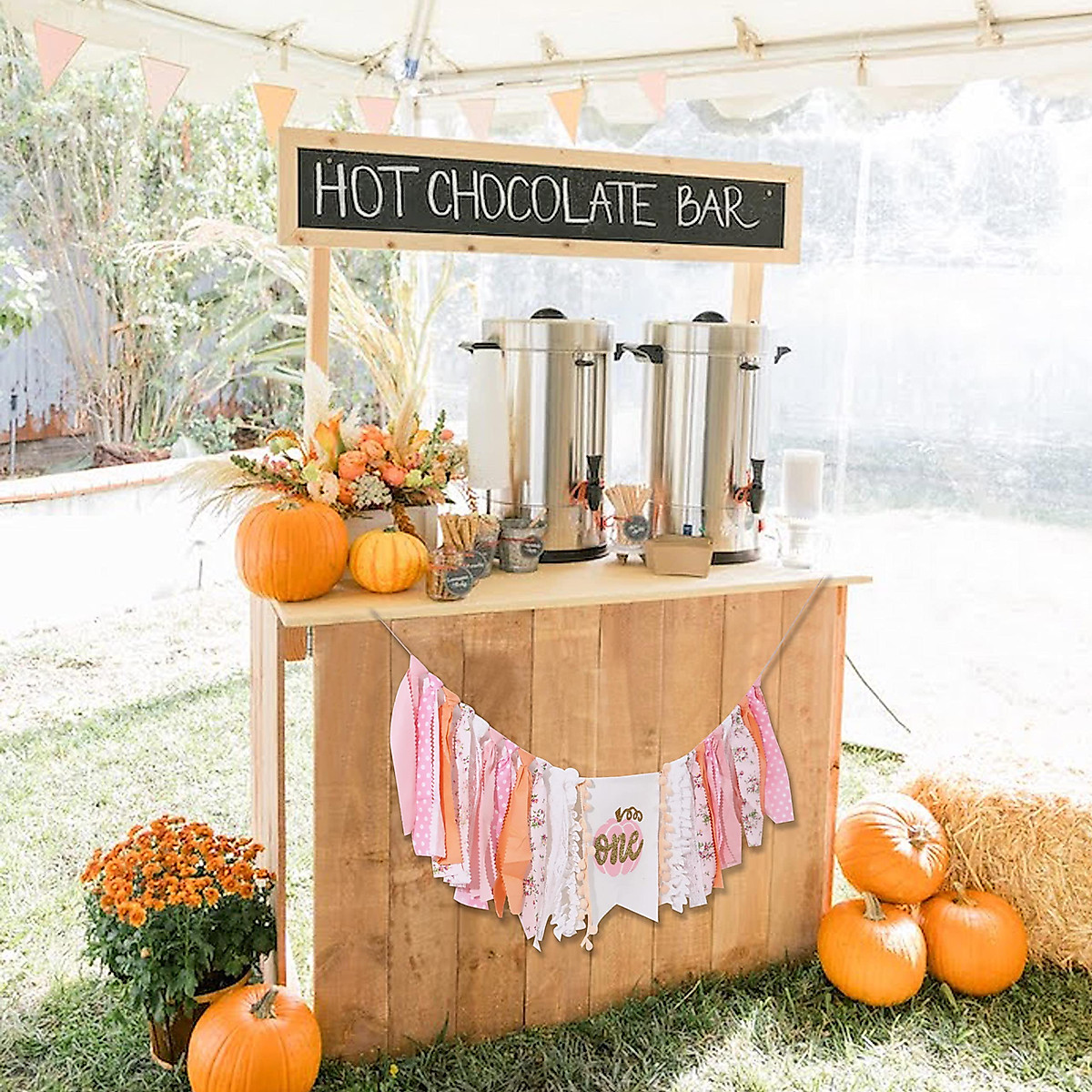 Pumpkin High Chair Banner for 1st Birthday - Our Little Pumpkin Banner, Halloween Birthday Banner, Baby Girl First Birthday Decorations, Fall Party Photo Prop