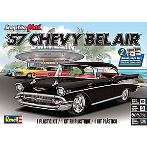 Revell 85-1529 ’57 Chevy Bel Air Model Car Kit 1:25 Scale 30-Piece Skill Level 3 SnapTite Max Plastic Model Building Kit,Black