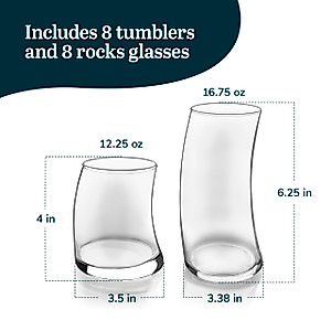Libbey Swerve 16-Piece Tumbler and Rocks Glass Set