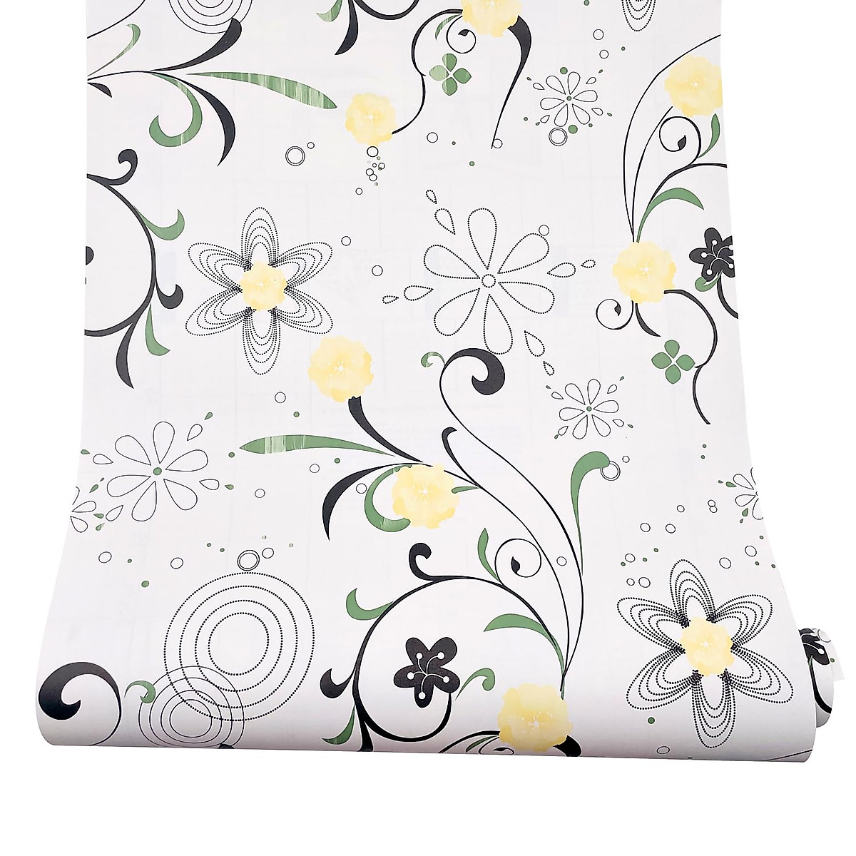 Yifely Yellow Blooms Furniture Paper Decorative Shelf Drawer Liner Self-Adhesive Storage Locker Decor 17.7 Inch by 9.8 Feet