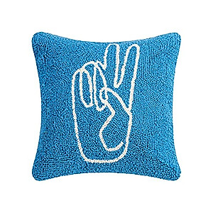 Peking Handicraft 30APS23BC14SQ Peace Hand Hook Pillow, 14-inch Square