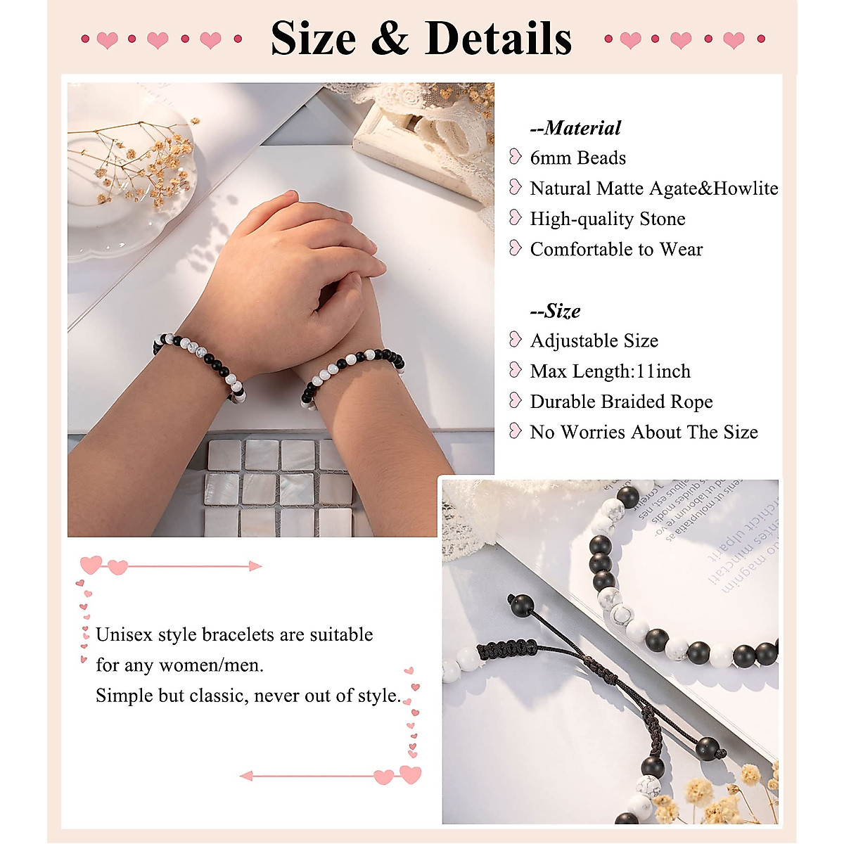 UNGENT THEM Matching Couples Bracelets Morse Code Boyfriend Girlfriend Long Distance Relationship Christmas I Love You Valentines Day Gifts for Him Her Boyfriend Girlfriend Women Men