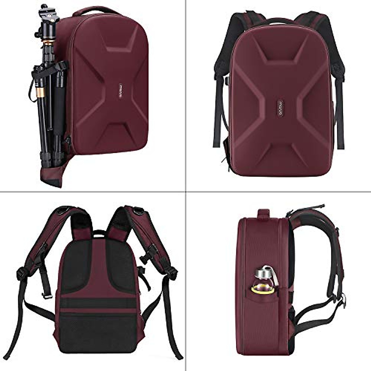 MOSISO Camera Backpack, DSLR/SLR/Mirrorless Photography Camera Bag 15-16 inch Waterproof Hardshell Case with Tripod Holder&Laptop Compartment Compatible with Canon/Nikon/Sony, Wine Red