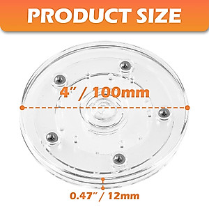 Piutouyar 4 Pcs Plastic Turntable Bearings Hardware, 4 Inch / 100mm Plastic Acrylic Clear Turntable Organizer for Kitchen Spice Rack Table Cake