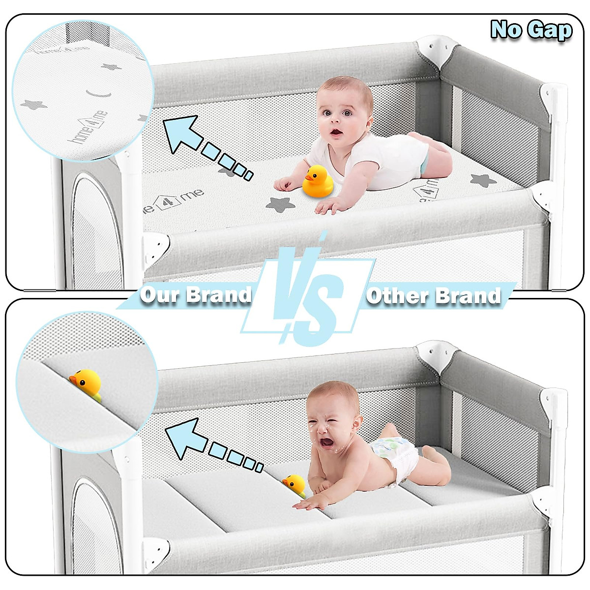 Home4me Baby Mattress 38" x 26"x 2'', Dual Sided Toddlers Mattresses, Gel Memory Foam Mattresses, Toddler Mattress Pad with Removable Washable Cover for Baby and Toddlers, White