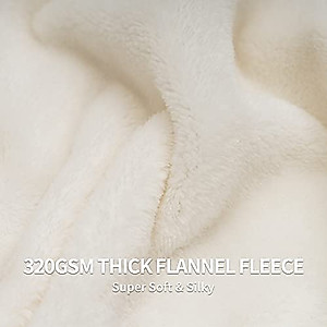 RECYCO Fleece Blanket for Bed, Thick Fuzzy Warm Soft Large Blankets King Size, Ivory White, 108"x90"