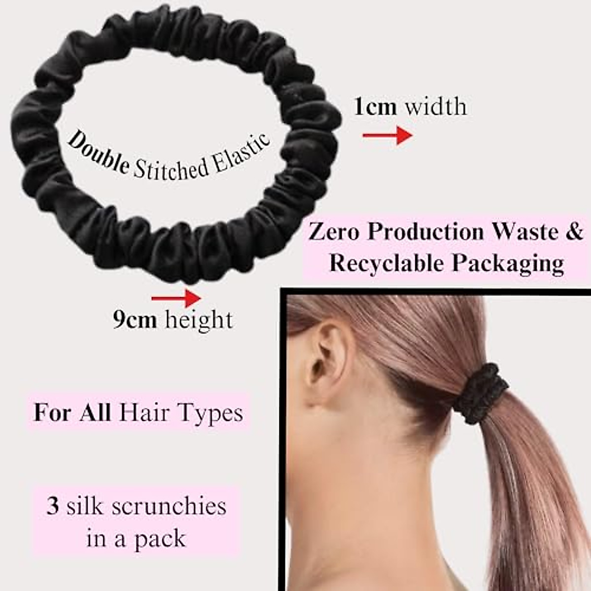 Uniqueology Hair Ties No Damage - Hair Ties for Thin Hair - Silk Scrunchies for Hair - Mini Hair Ties - No Damage Hair Ties - Silk Scrunchies for Hair Sleep -Mini Scrunchies - Anti Breakage Hair Ties