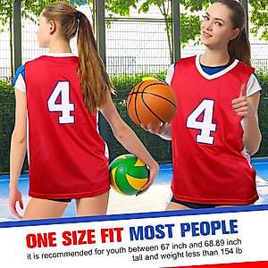 Hicarer 12 Pack Number Printing Basketball Jerseys Men Mesh Basketball Uniforms for Team Sports Scrimmage (Red)