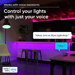 Wyze Light Strip, 32.8ft WiFi LED Strip Lights, 16 Million Colors RGB with App Control and Sync to Music for Home, Kitchen, TV, Party, Compatible with Alexa and Google Assistant, 2 Rolls of 16.4ft